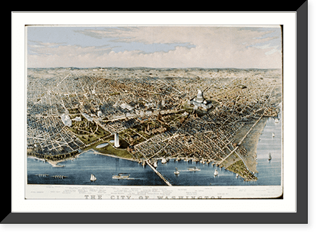 Historic Framed Print, The City of Washington birds-eye view from the ...