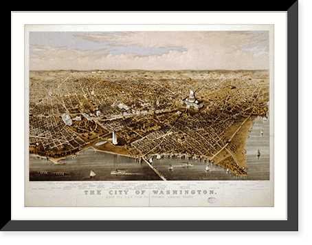 Historic Framed Print, The City of Washington birds-eye view from the ...