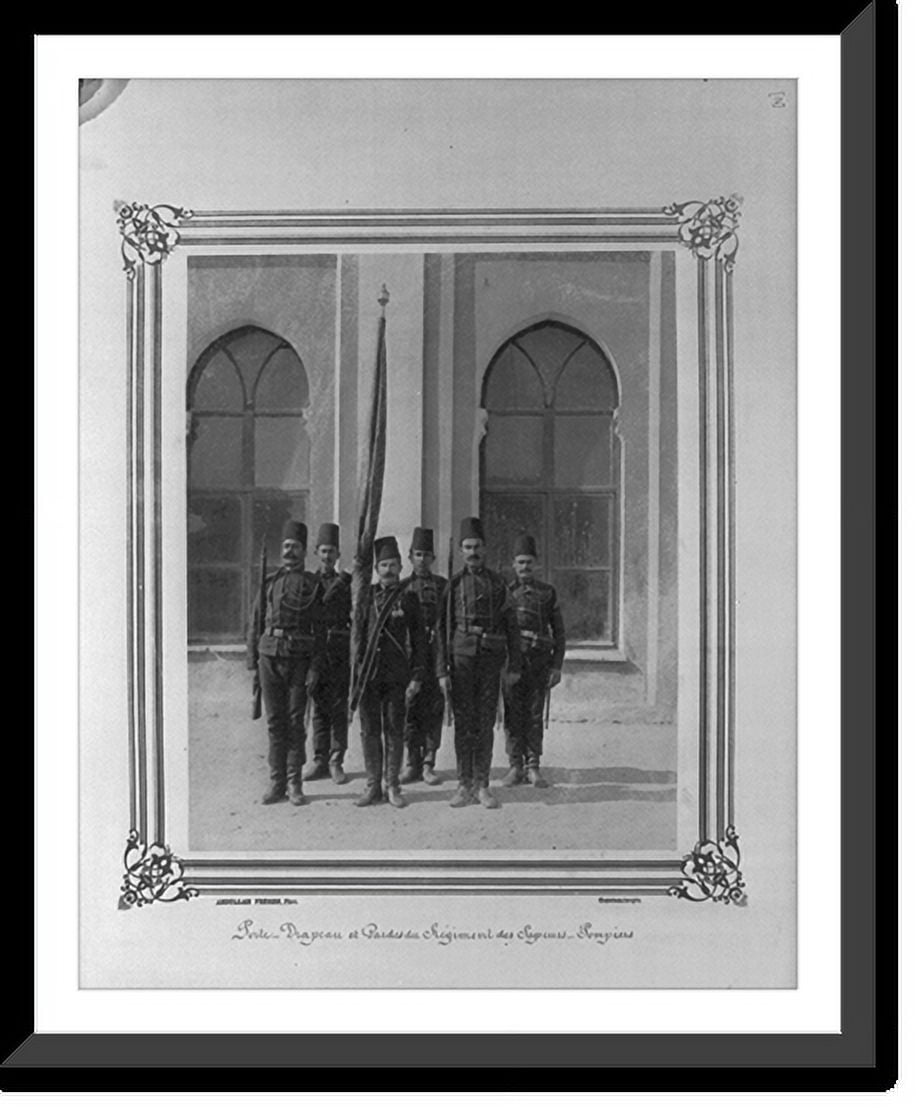 Historic Framed Print, [The Fire Brigade Standard Bearer with Guards ...