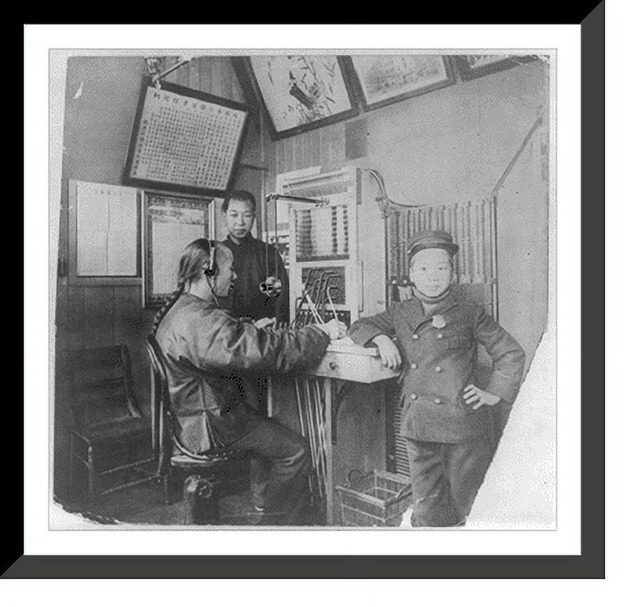 Historic Framed Print, The First Chinese telephone operator in ...