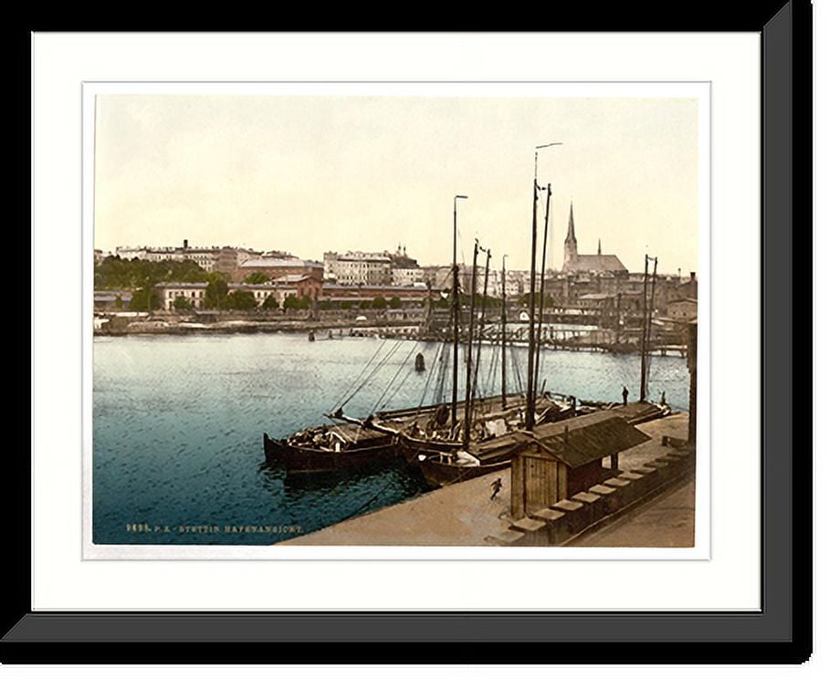 Historic Framed Print, The Harbor Stettin Germany, 17-7/8" x 21-7/8 ...