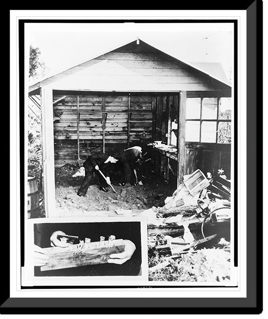 Historic Framed Print, The Hauptmann garage. how ransom was hidden, 17 ...