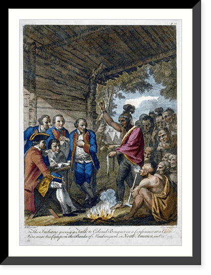 Historic Framed Print, The Indians giving a talk to Colonel Bouquet in ...