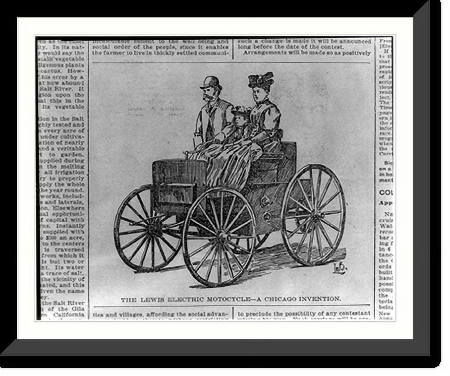 Historic Framed Print, The Lewis electric motorcycle - a Chicago ...