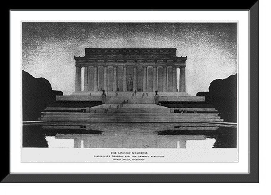 Historic Framed Print, The Lincoln Memorial. Preliminary drawing for ...