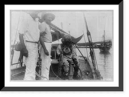 Historic Framed Print, [The Philippines]: Jolo - pearl fishing diver ...