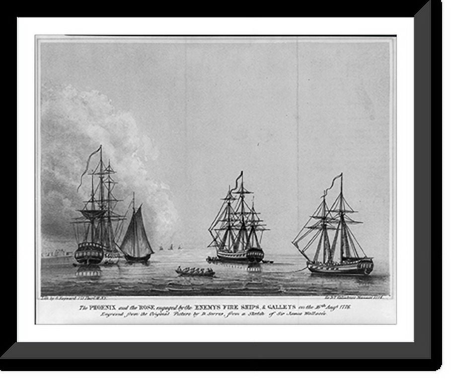 Historic Framed Print, [The Phoenix and the Rose engaged by the enemy's ...