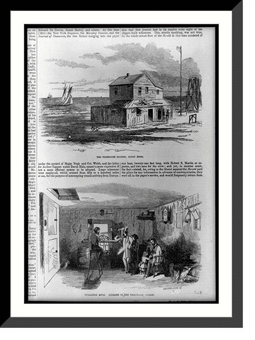 Historic Framed Print, The Telegraph station, Sandy Hook - with view of ...