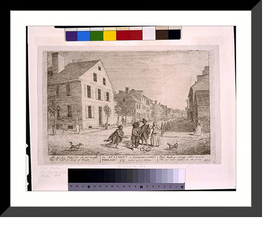 Historic Framed Print, The accident in Lombard Street Philada. 1787 ...