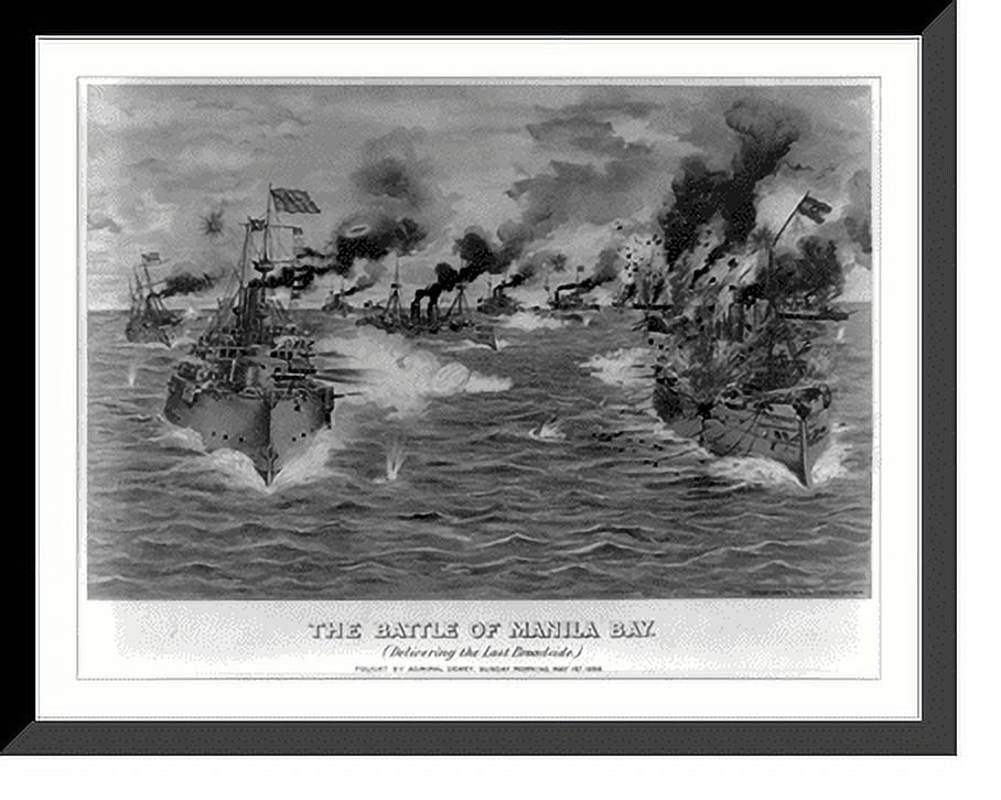 Historic Framed Print, The battle of Manila Bay, (delivering the last ...