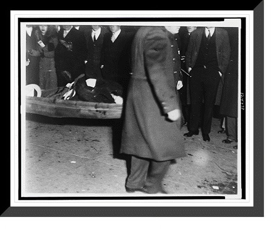 Historic Framed Print, [The body of Vincent Coll(?) being carried on a ...