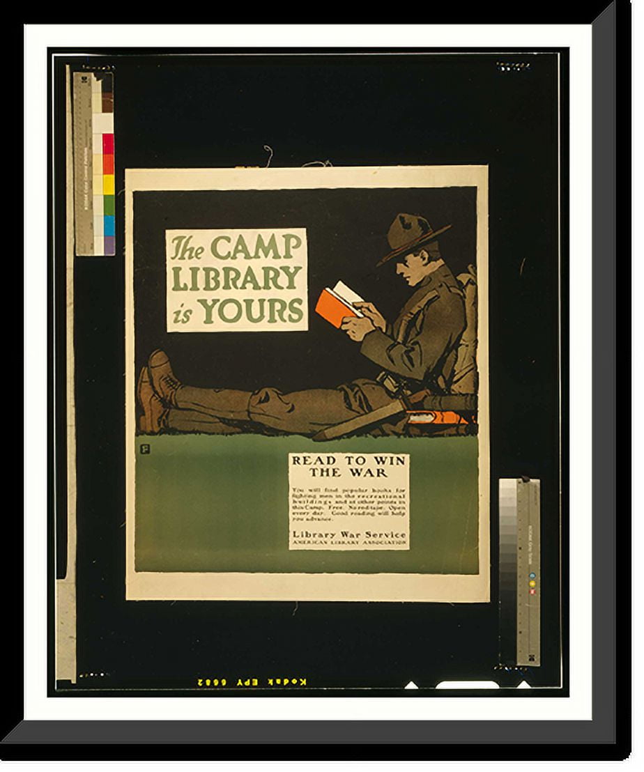 Historic Framed Print, The camp library is yours - Read to win the war ...