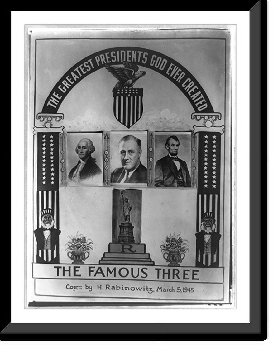 Historic Framed Print, The famous three. The greatest presidents God ...