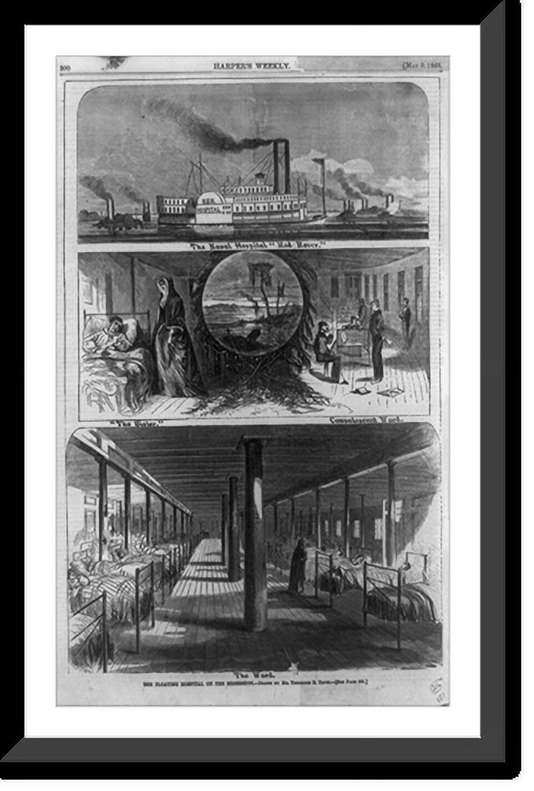 Historic Framed Print, The floating hospital on the Mississippi.drawn ...