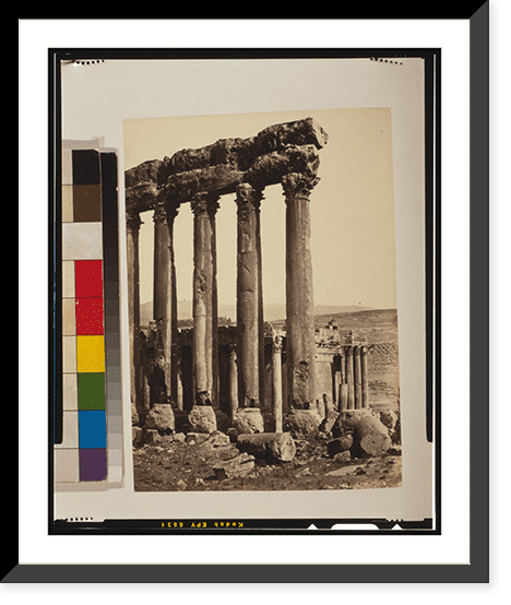 Historic Framed Print, The great pillars and smaller temple, Baalbec ...
