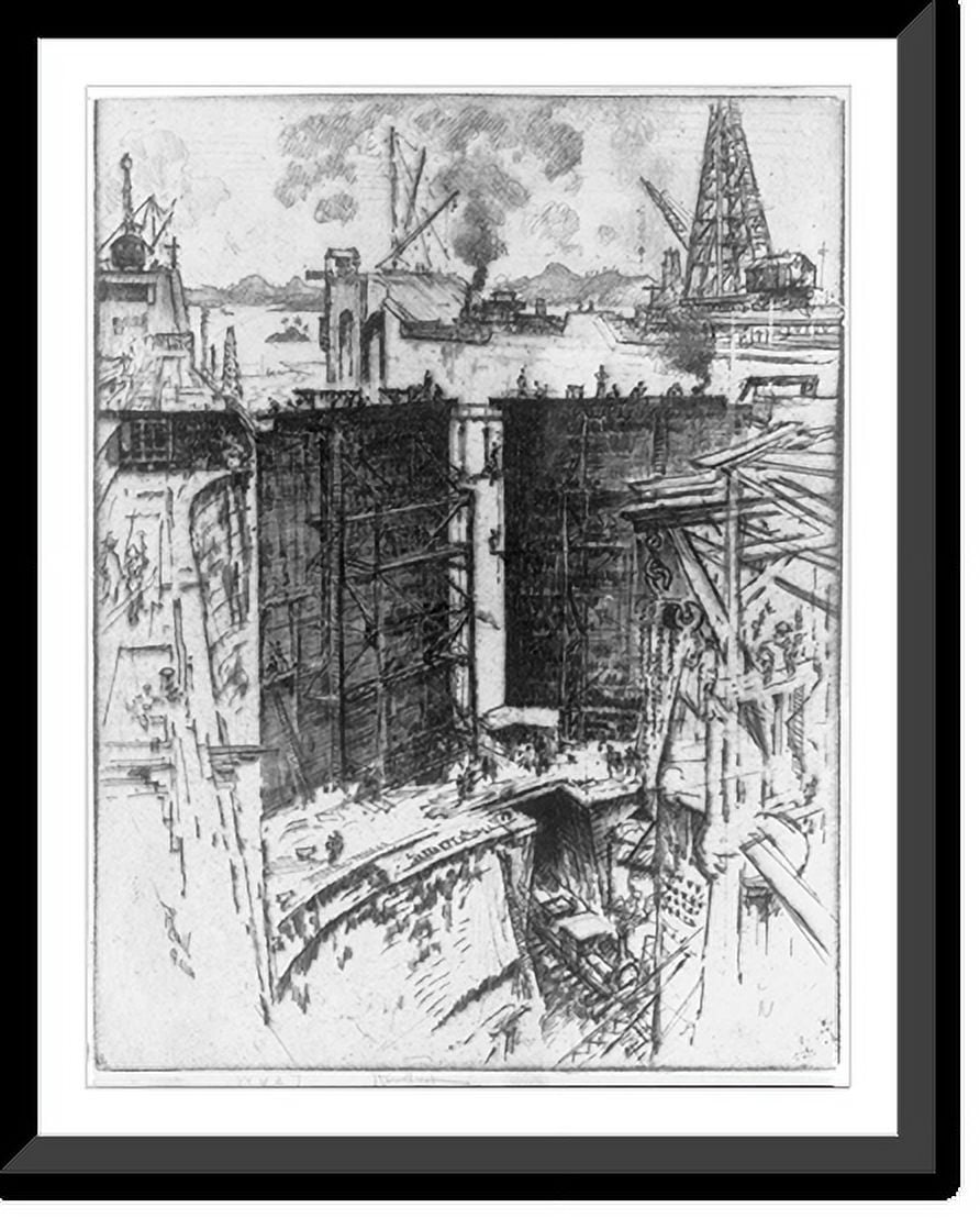Historic Framed Print, The guard gate [under construction], Gatun Lock ...