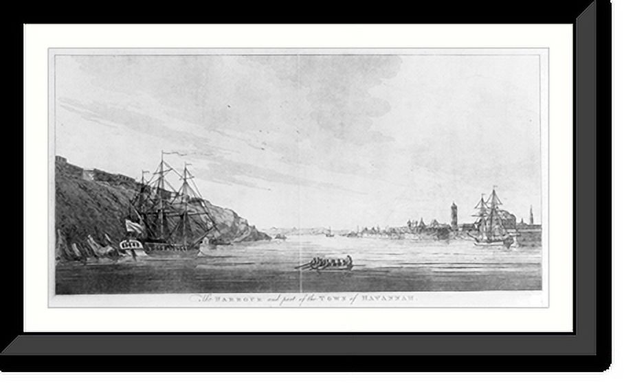 Historic Framed Print, The harbour and part of the town of Havannah, 17 ...