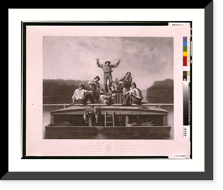 Historic Framed Print, The jolly flat boat men.painted by G.C. Bingham ...