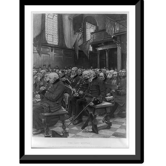 Historic Framed Print, The last muster.painted by Hubert Herkomer ...