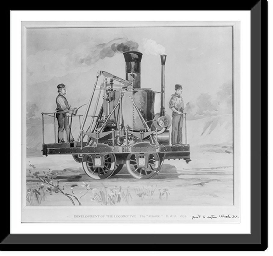 Historic Framed Print, [The locomotive ATLANTIC. B&O, 1832. first to ...