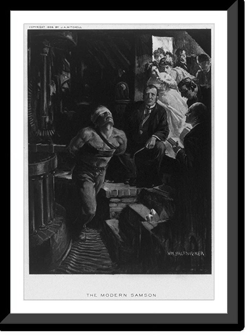 Historic Framed Print, The modern Samson.Wm. Balfour-Ker., 17-7/8" x 21 ...