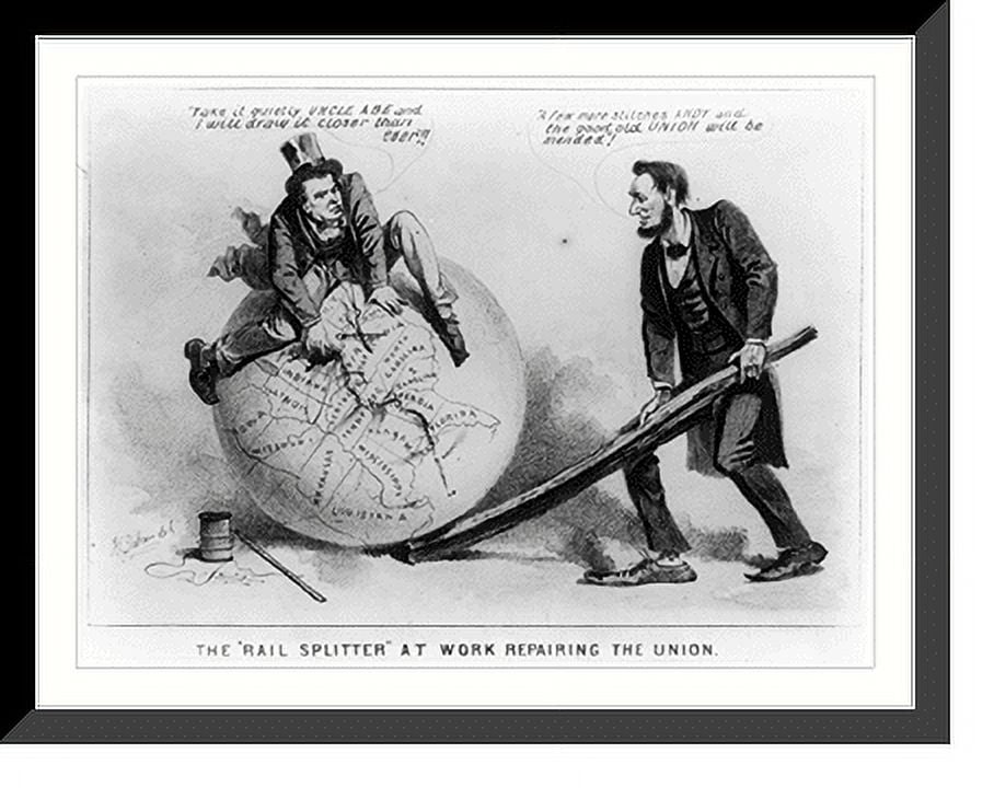 Historic Framed Print, The rail splitter" at work repairing the union ...