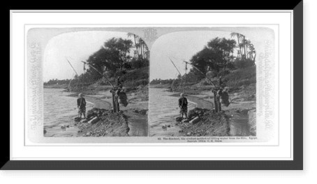 Historic Framed Print, The shadoof, the crudest method of lifting water ...