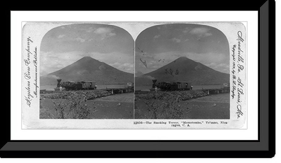 Historic Framed Print, The smoking terror, Momotombo, volcano ...