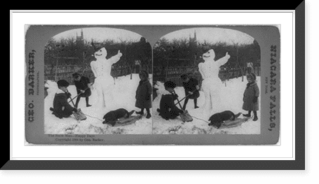 Historic Framed Print, The snow man. happy days.George Barker ...