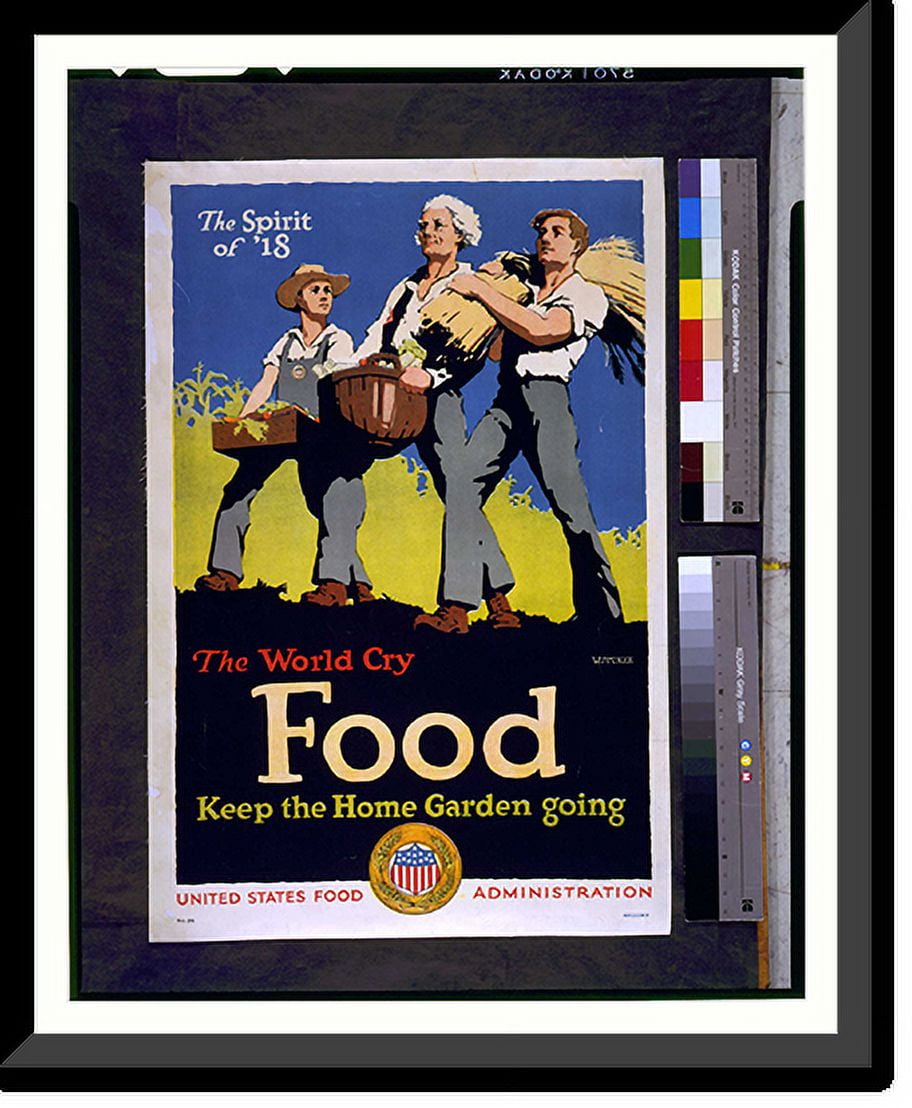 Historic Framed Print, The spirit of 18. The world cry food. Keep the ...