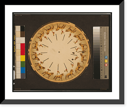 Historic Framed Print, The zoopraxiscope - a horse back somersault, 17 ...