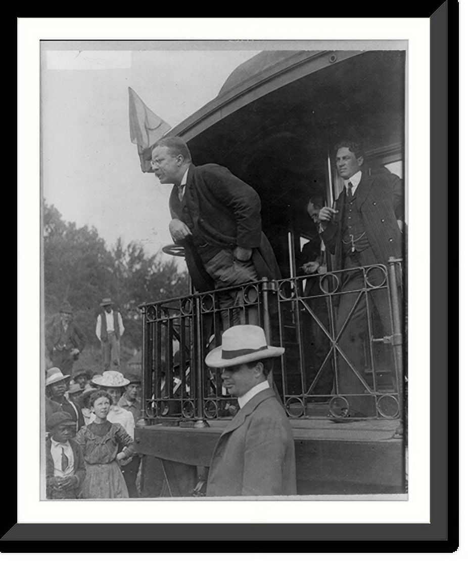 Historic Framed Print, [Theodore Roosevelt, full, standing, speaking on ...