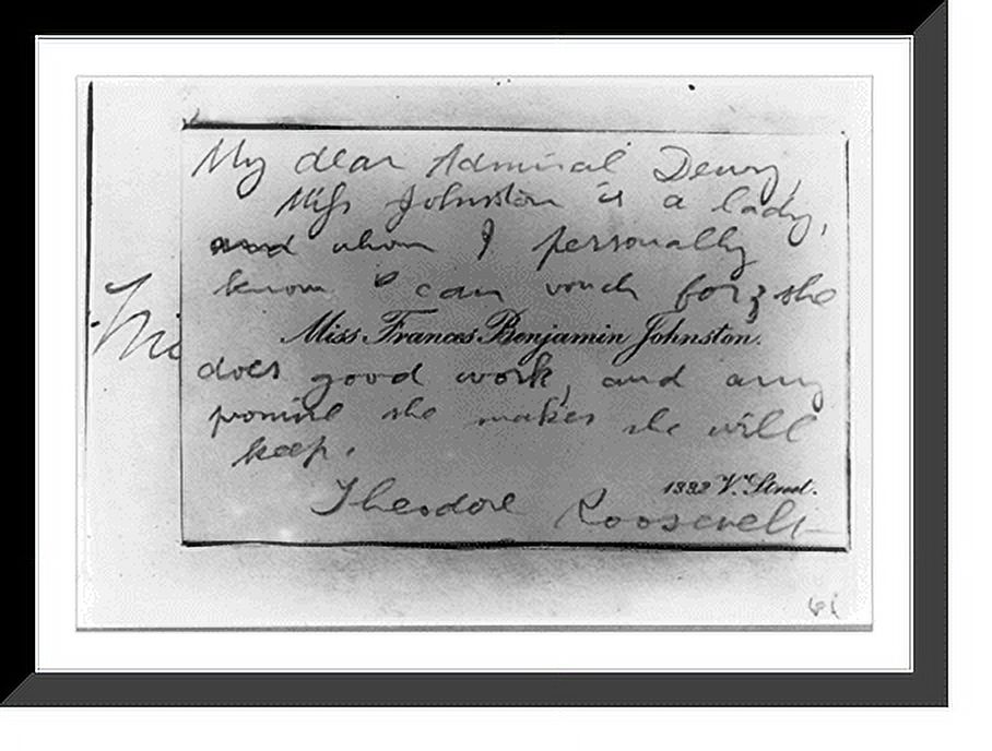 Historic Framed Print, Theodore Roosevelt's card of introduction ...