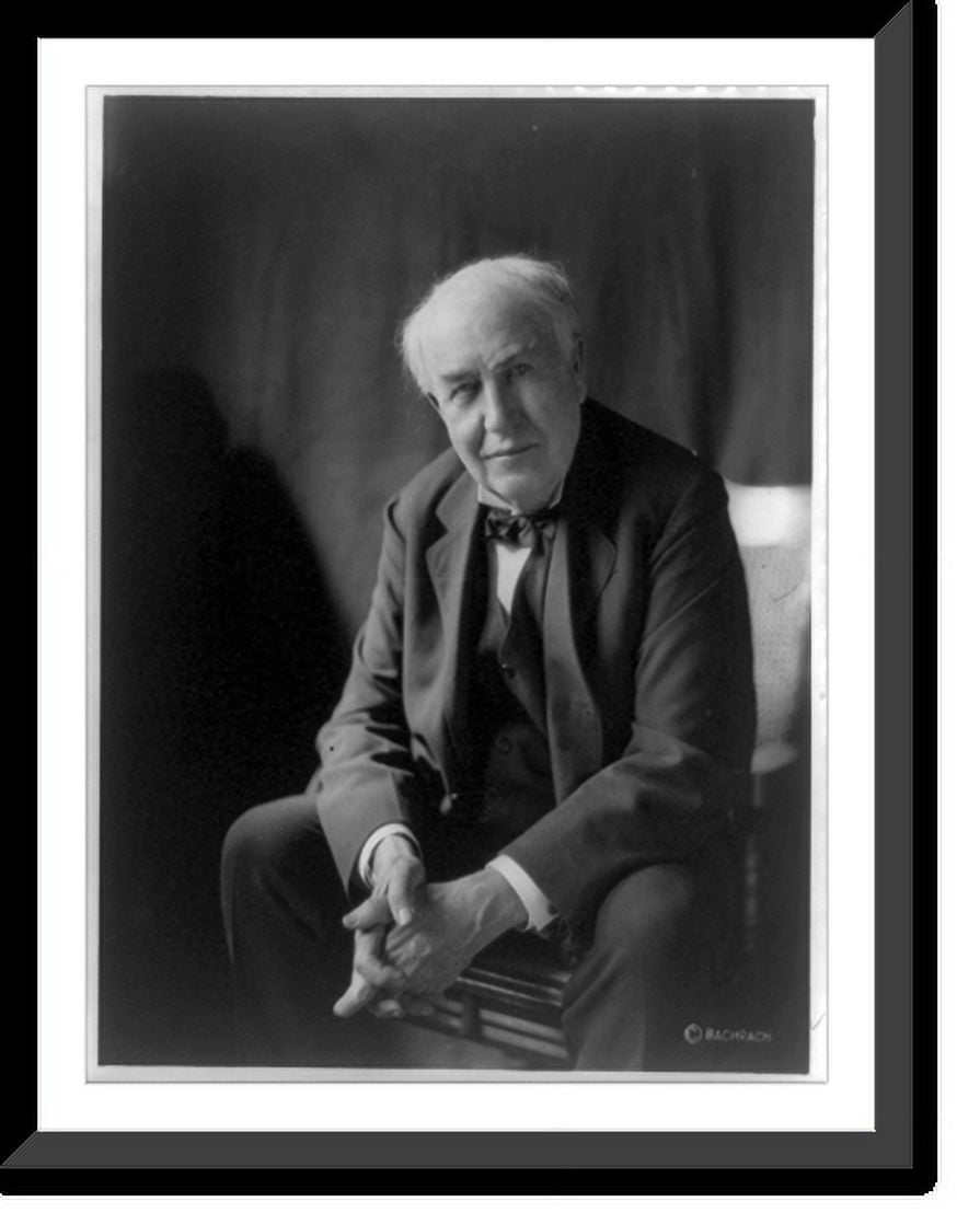 Historic Framed Print, [Thomas Alva Edison, three-quarter length portrait, seated, facing left ...