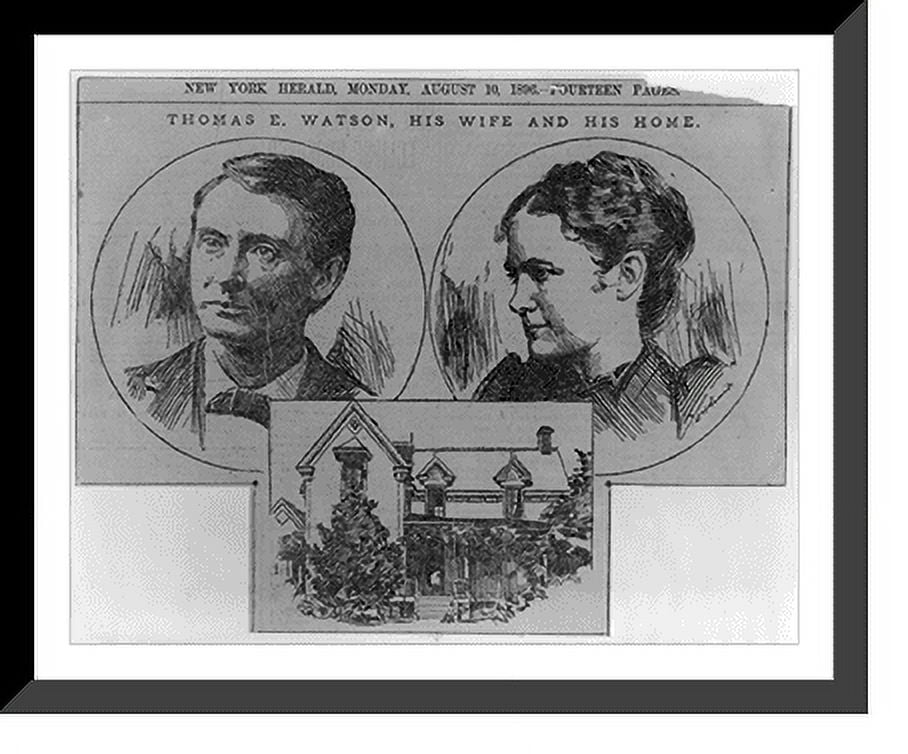 Historic Framed Print, Thomas E. Watson, his wife and his home, 17-7/8" x 21-7/8" - Walmart.com