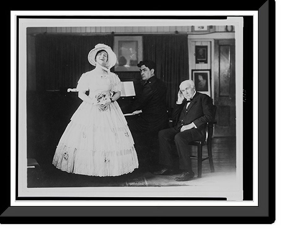 Historic Framed Print, [Thomas Edison seated in the music room of his ...