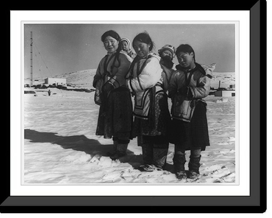 Historic Framed Print, [Three Eskimo women with babies on their backs ...