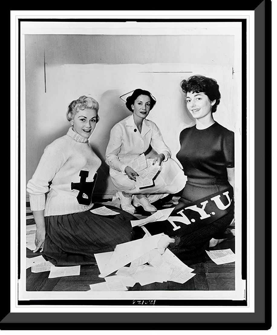 Historic Framed Print, [Three beauty contestants: Marilyn Abromowitz ...