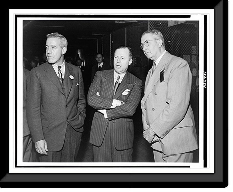 Historic Framed Print, [Three businessmen, possibly attending a ...