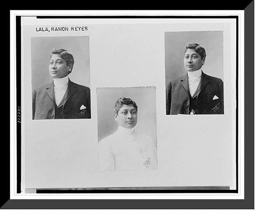 Historic Framed Print, [Three head-and-shoulders photographs of Ramon ...