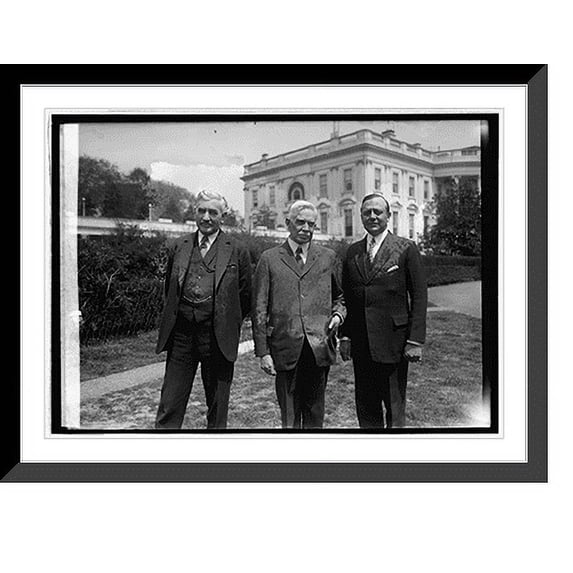 Historic Framed Print, [Three unidentified men outside White House ...
