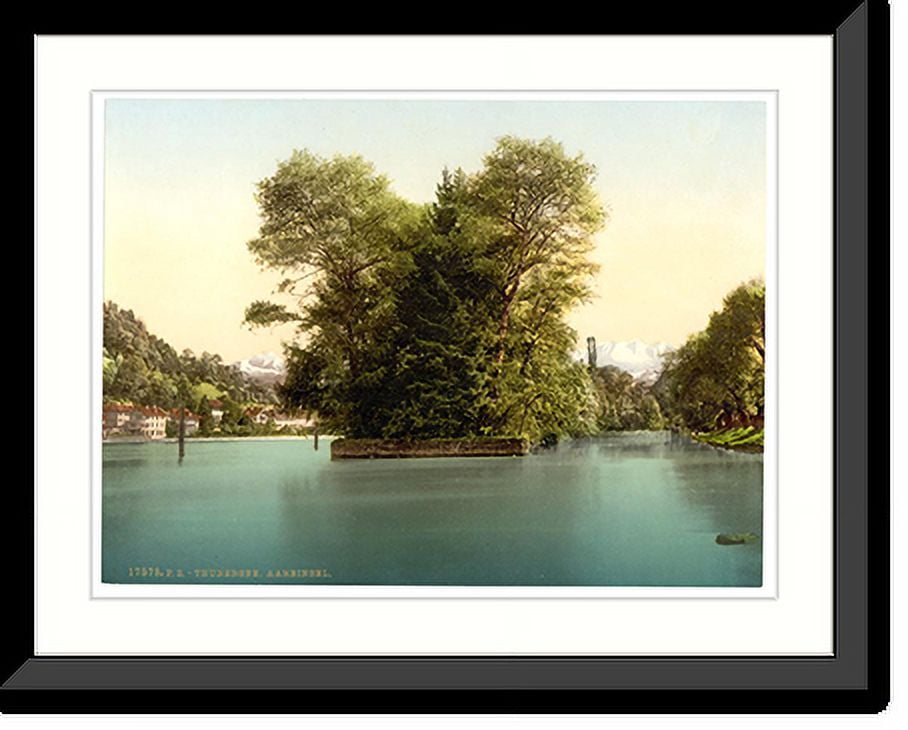 Historic Framed Print, Thun Lake of Aare-Insel Bernese Oberland ...