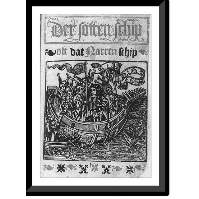 Historic Framed Print, [Title page of Sebastian Brant's Ship of Fools ...