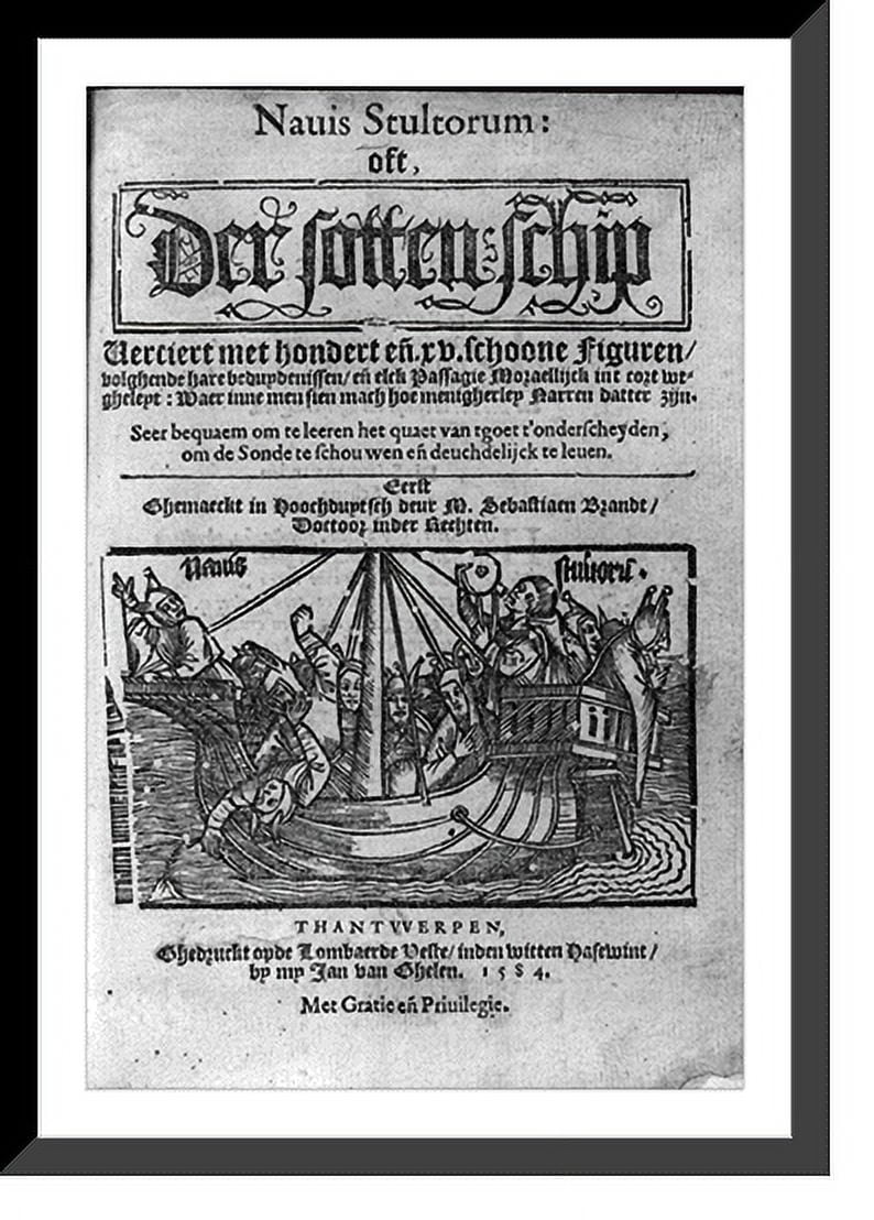 Historic Framed Print, [Title page of Sebastian Brant's Ship of Fools ...