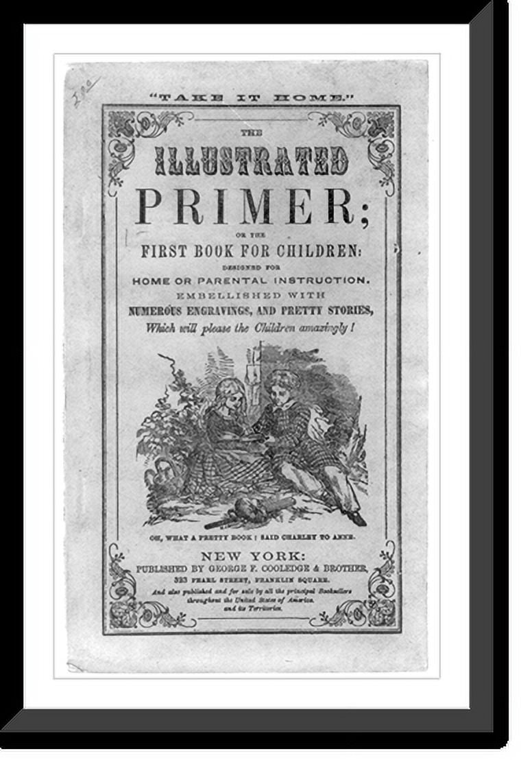 Historic Framed Print, [Title page showing boy and girl reading], 17-7/ ...