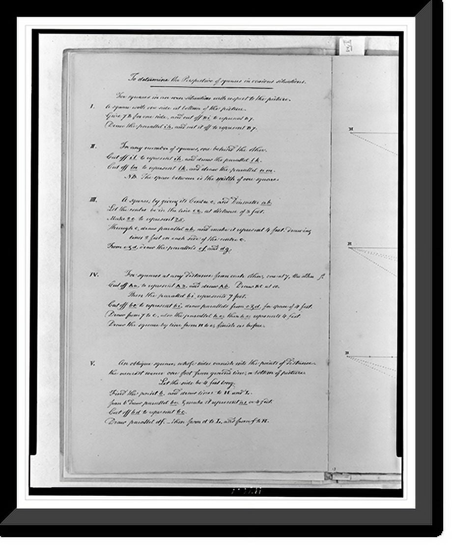 Historic Framed Print, To determine the perspective of squares in ...