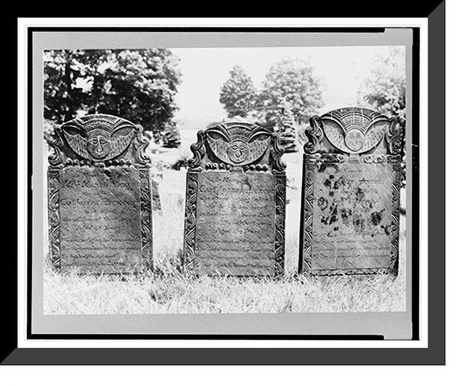 Historic Framed Print, [Tombstones of Mrs. Martha Hickcox, d.1776; Capt ...
