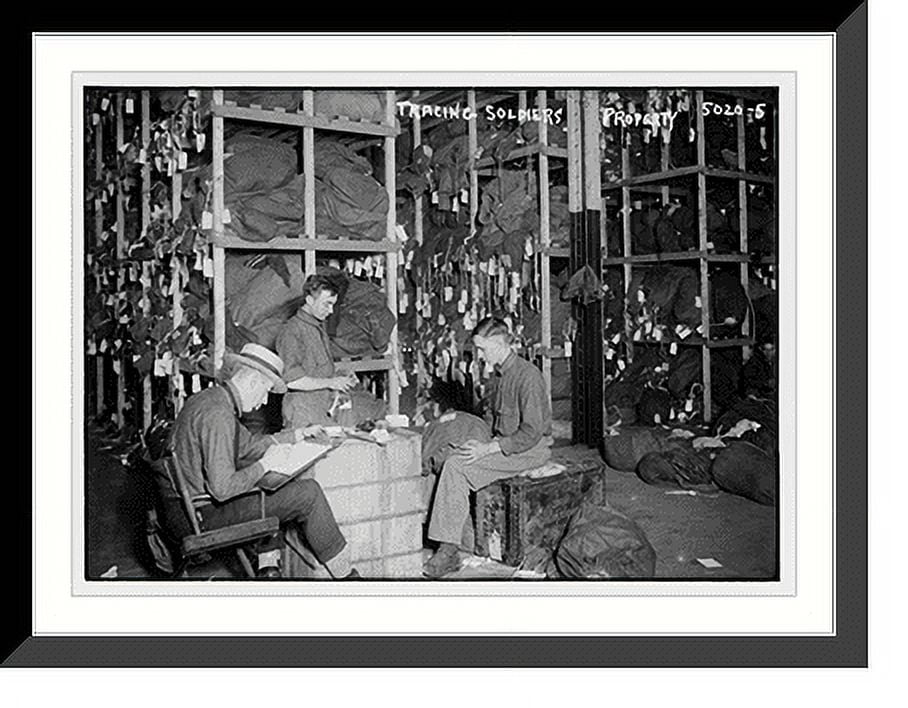 Historic Framed Print, Tracing soldier's lost property, 17-7/8" x 21-7/ ...