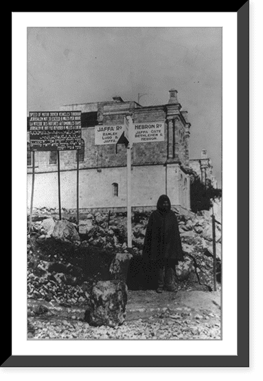 Historic Framed Print, [Traffic signs in English, Hebrew, Arabic and ...