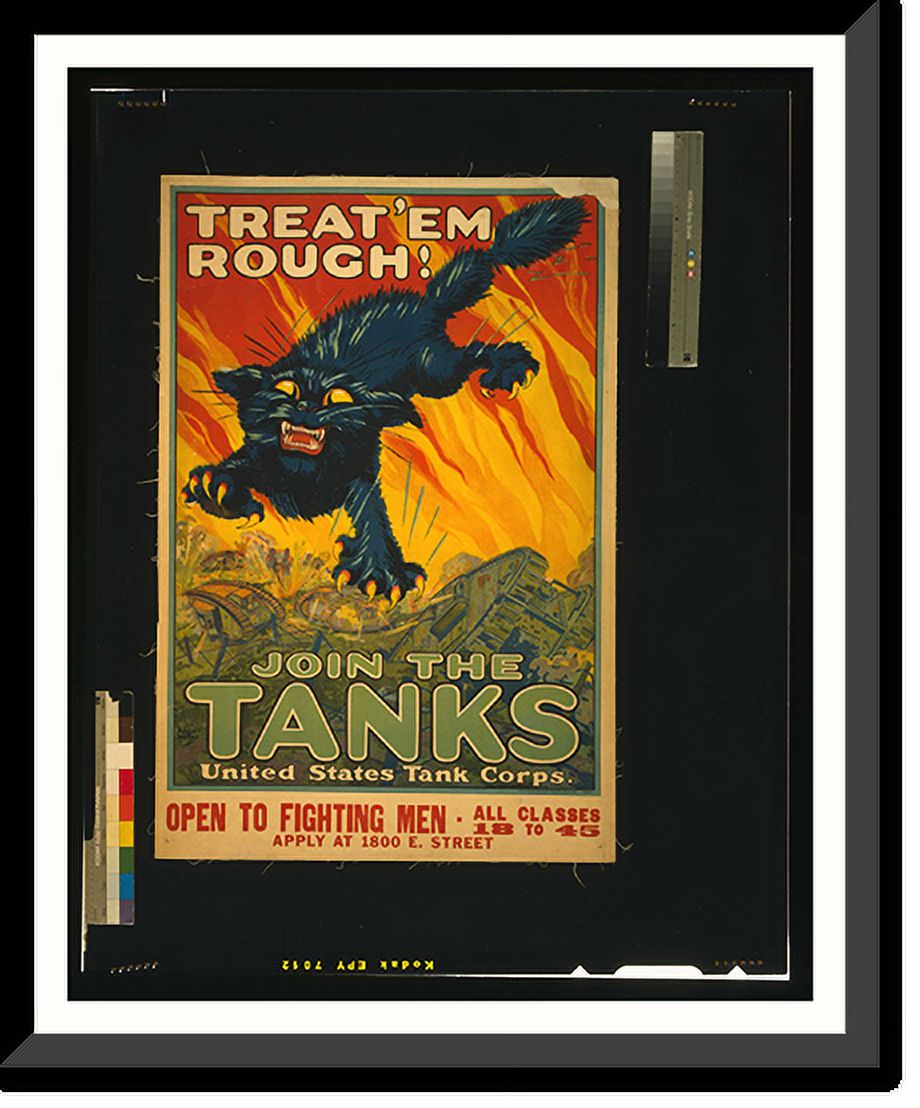 Historic Framed Print, Treat em rough - Join the tanks United States ...
